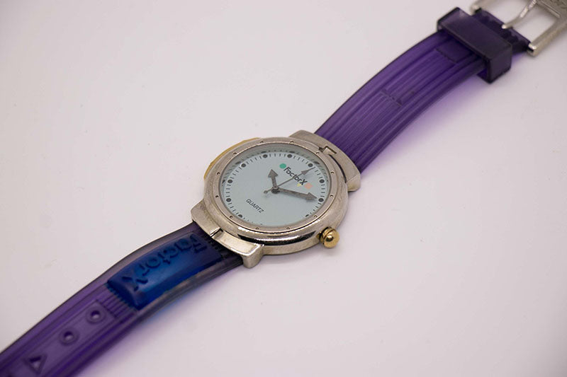 Vintage Factor X Silver-tone Quartz Watch with Purple Strap Unisex ...