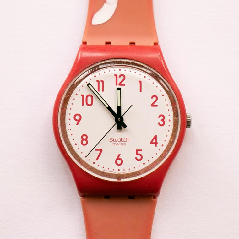 2010 CREAM JAM GR150 Red Swiss Swatch Watch | Minimalist Swatch Gent ...