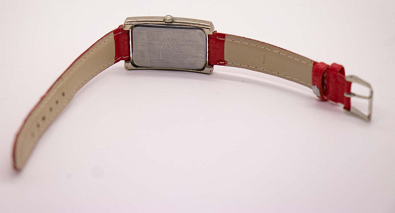 Silver-tone IK Quartz Watch for Women with Square Dial & Red Strap ...