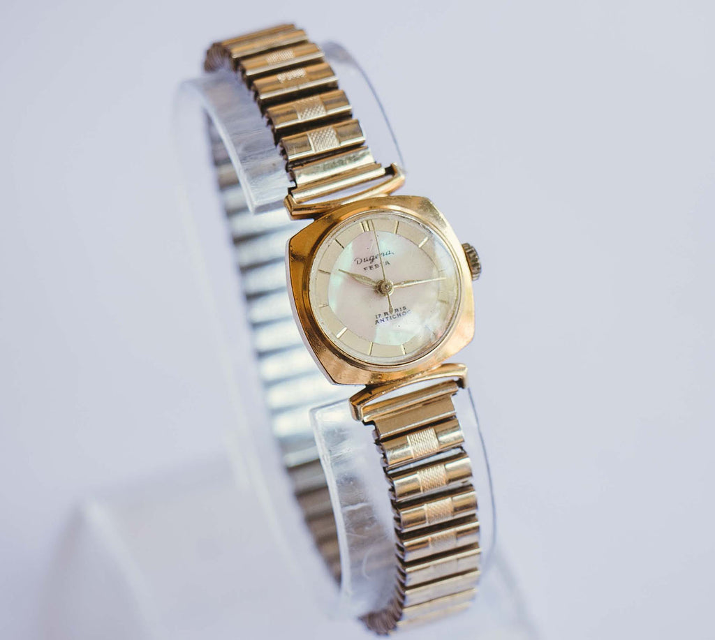 Dugena Festa 17 Rubis Mechanical Watch | 20 Mikron Gold-Plated Watch ...