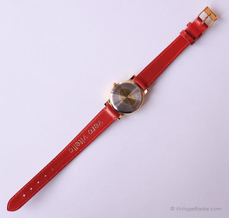 Retro Mickey Mouse Watch for Women on a Red Leather Strap – Vintage Radar