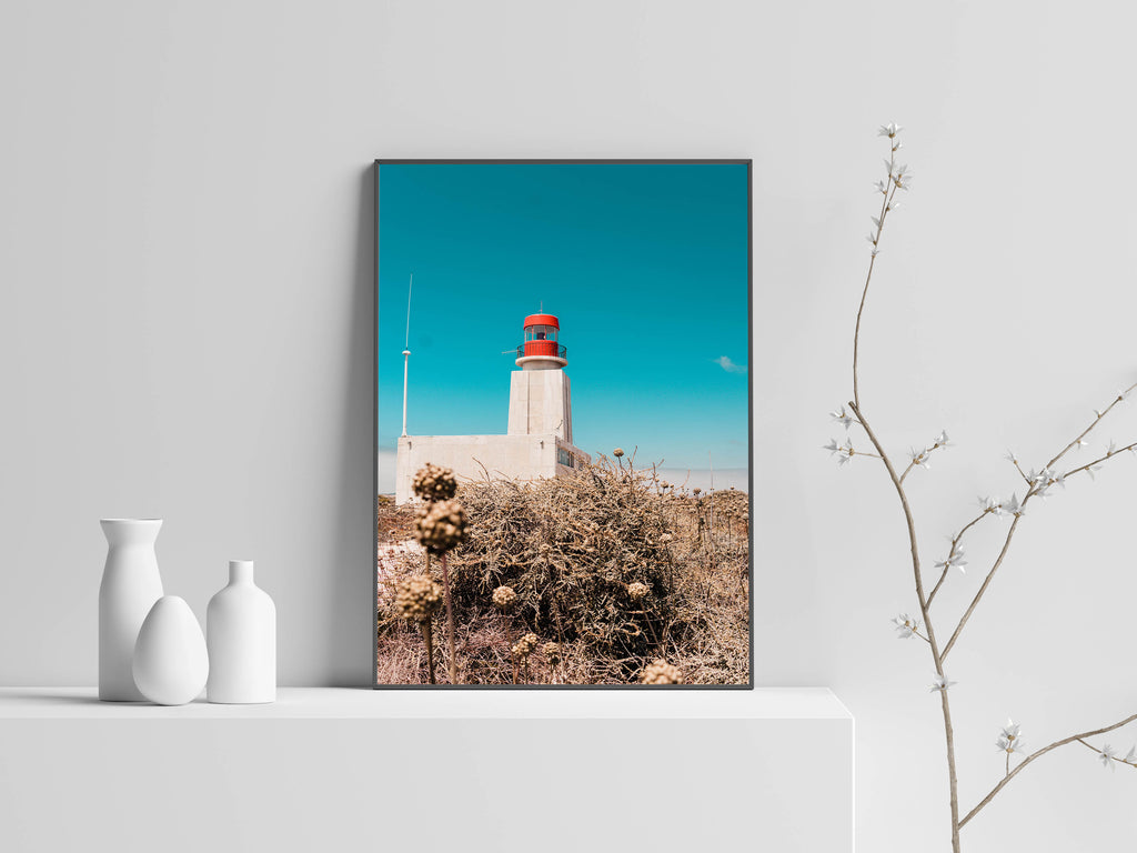 Retro Lighthouse Digital Print | Red Lighthouse Printable Wall Decor ...