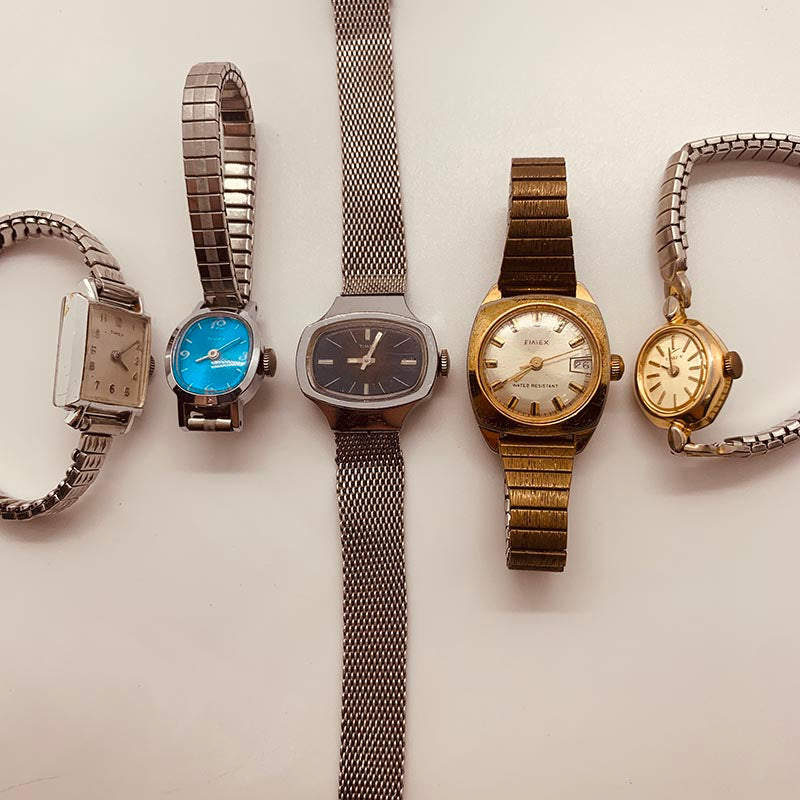 Lot of 5 Women's Timex Wind-up Watches for Parts & Repair – Vintage Radar