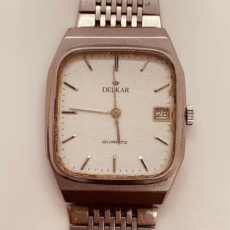 1980s Delkar Quartz Date Watch for Parts & Repair - NOT WORKING ...