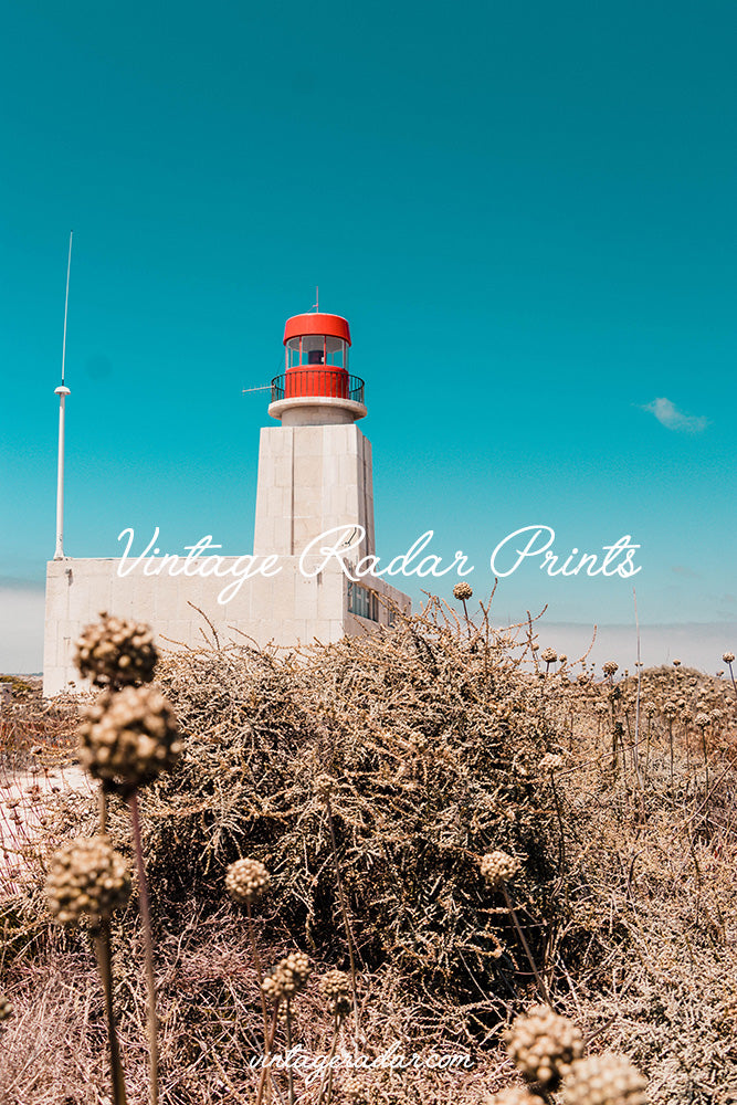 Retro Lighthouse Digital Print | Red Lighthouse Printable Wall Decor ...